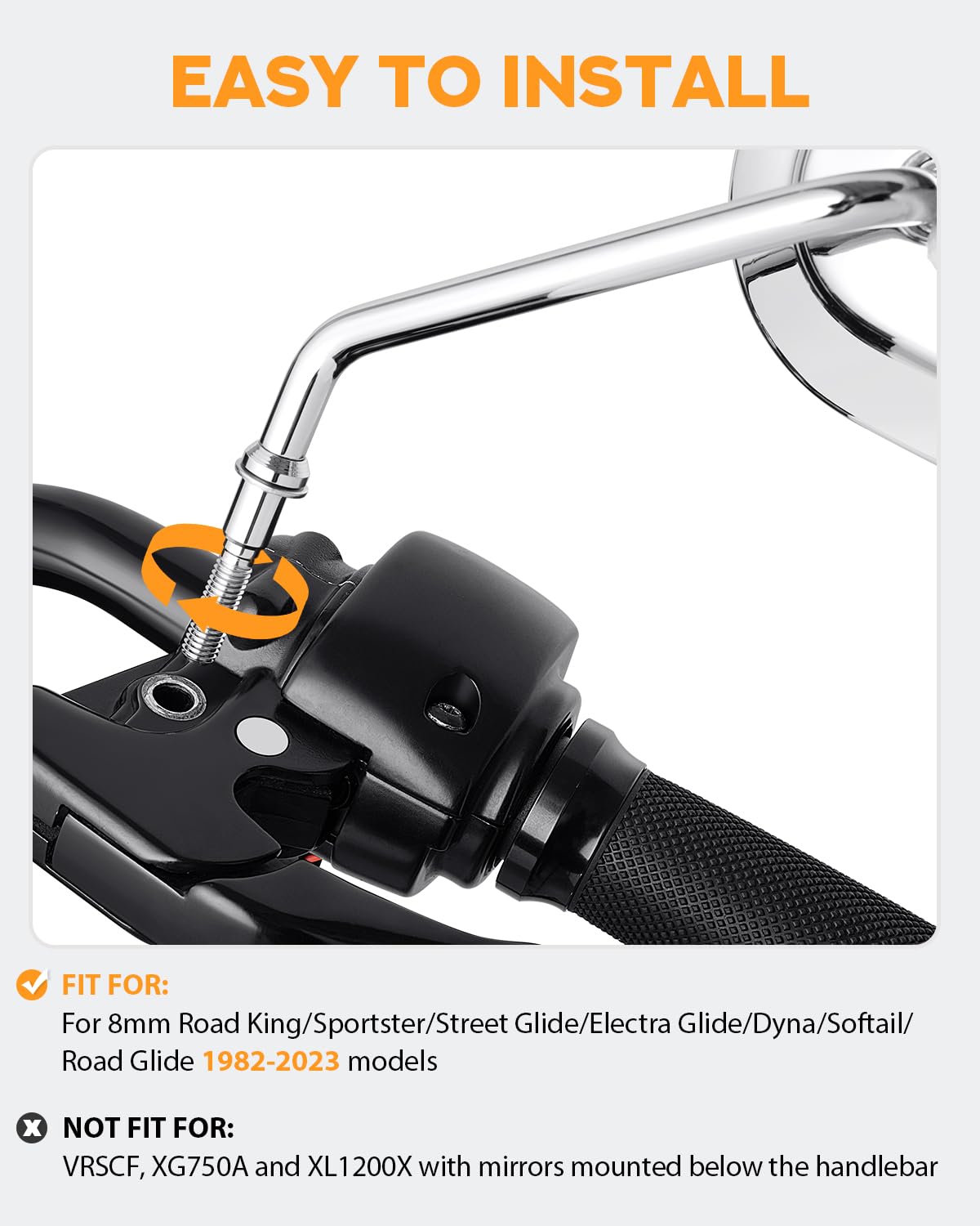 Snapklik.com : PBYMT Motorcycle Rear View Mirrors M8 Chrome Motorcycle ...