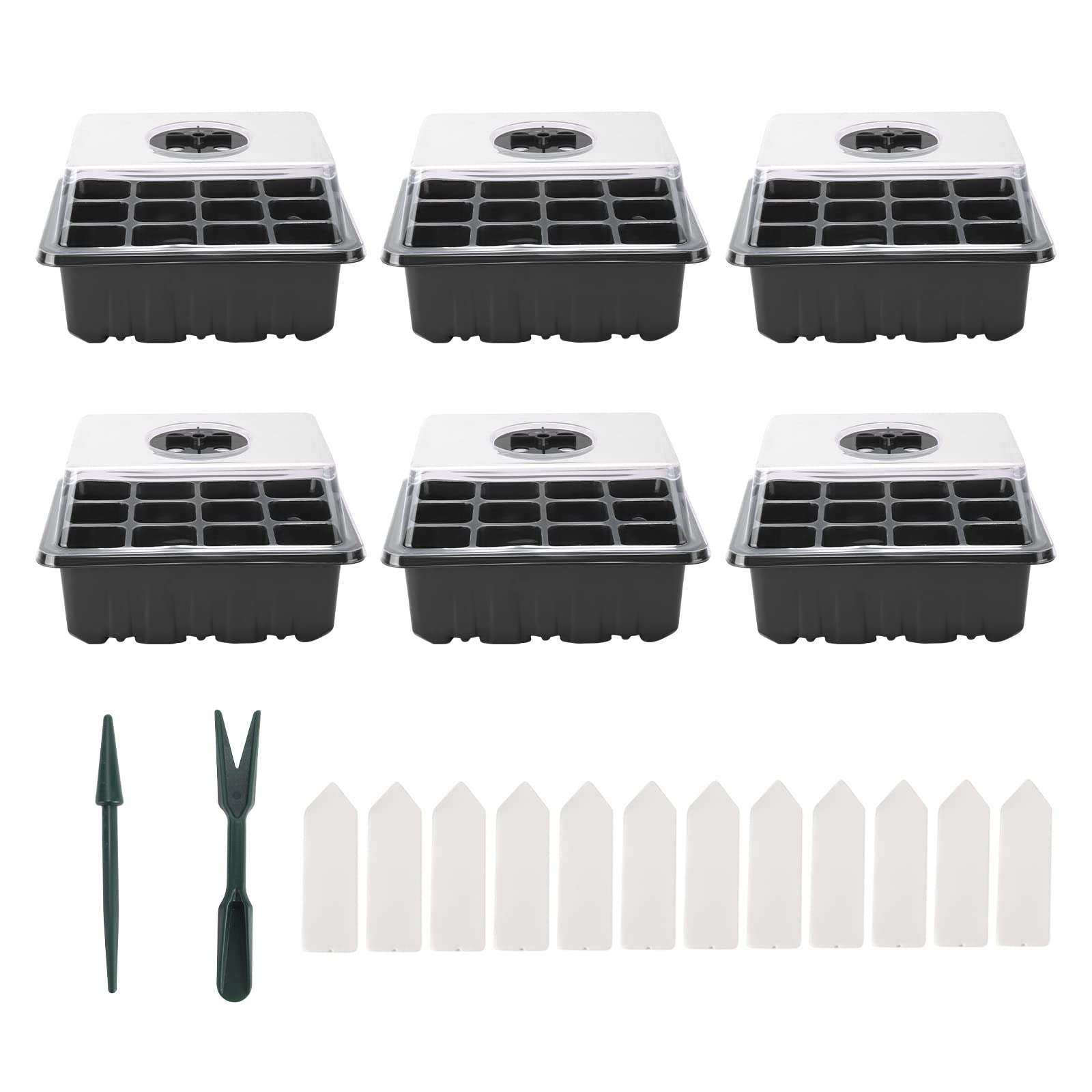 Buy mlloaayo 6 Pack Seed Trays with Lids, 72 Cells Propagators Growing ...
