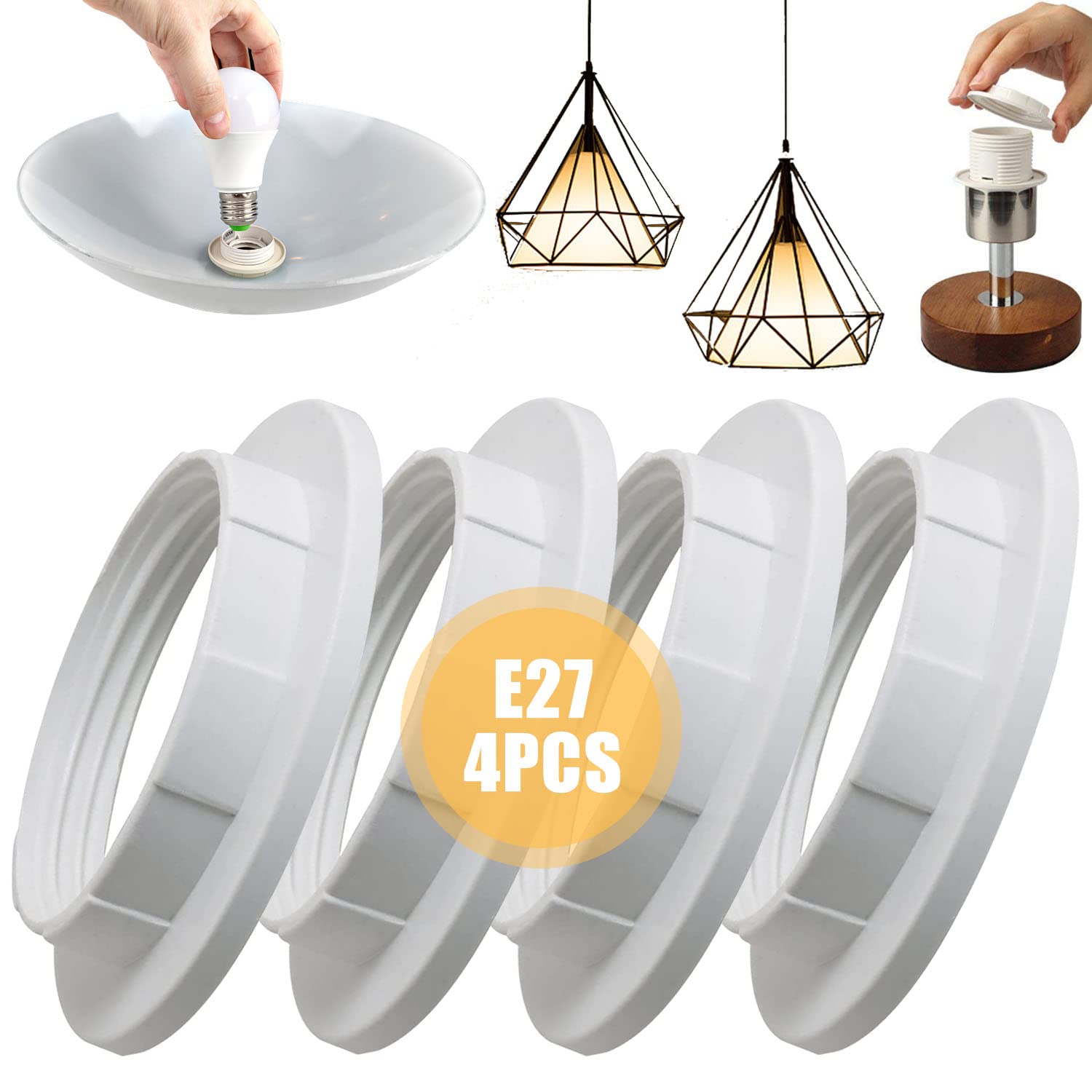 E27 Lampshade Reducer Ring, 4Pcs Plastic Lamp Shade Reducer Ring ...