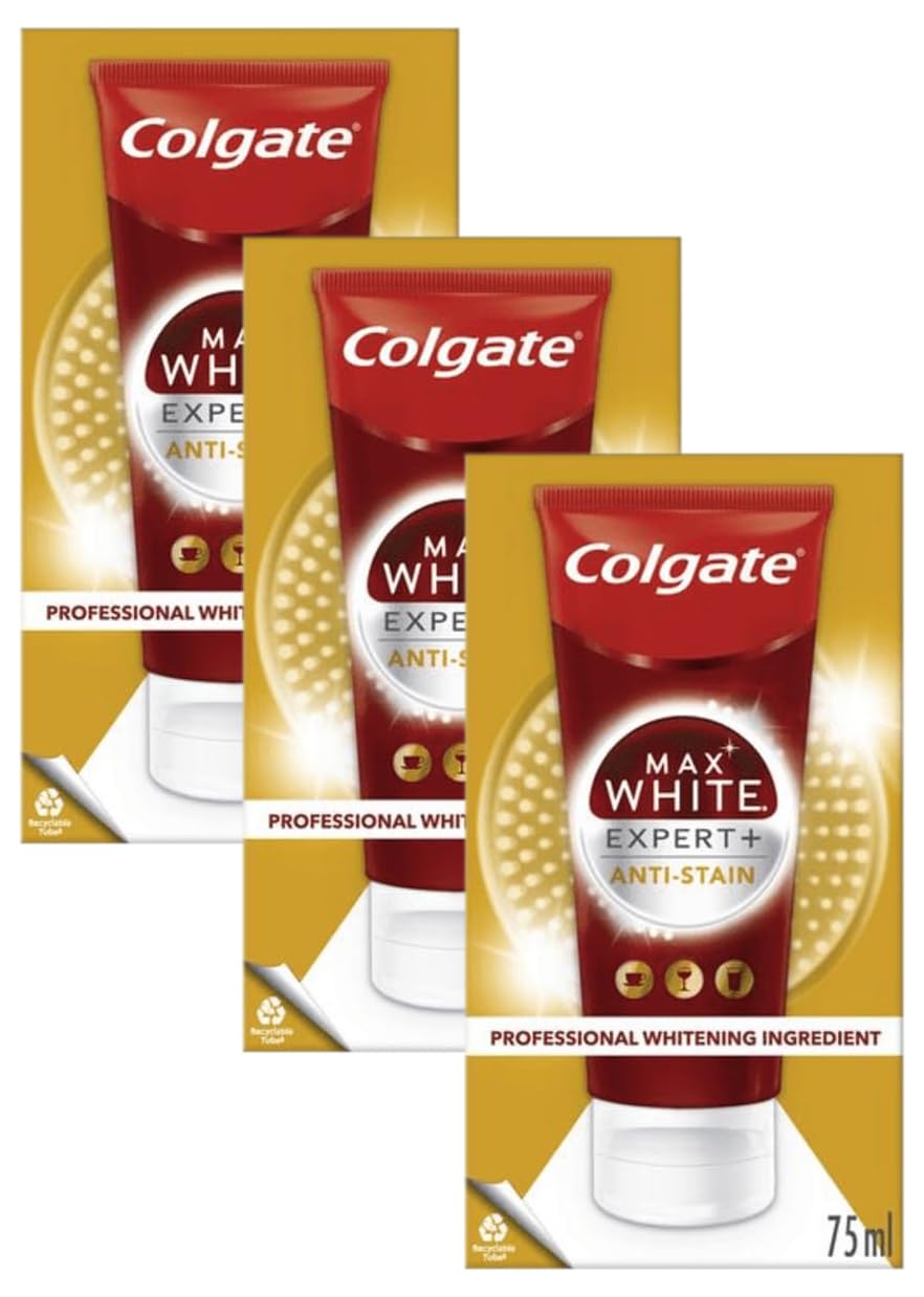 Colgate Max White Expert + Anti-Stain Toothpaste 75ml (Pack of 3 ...