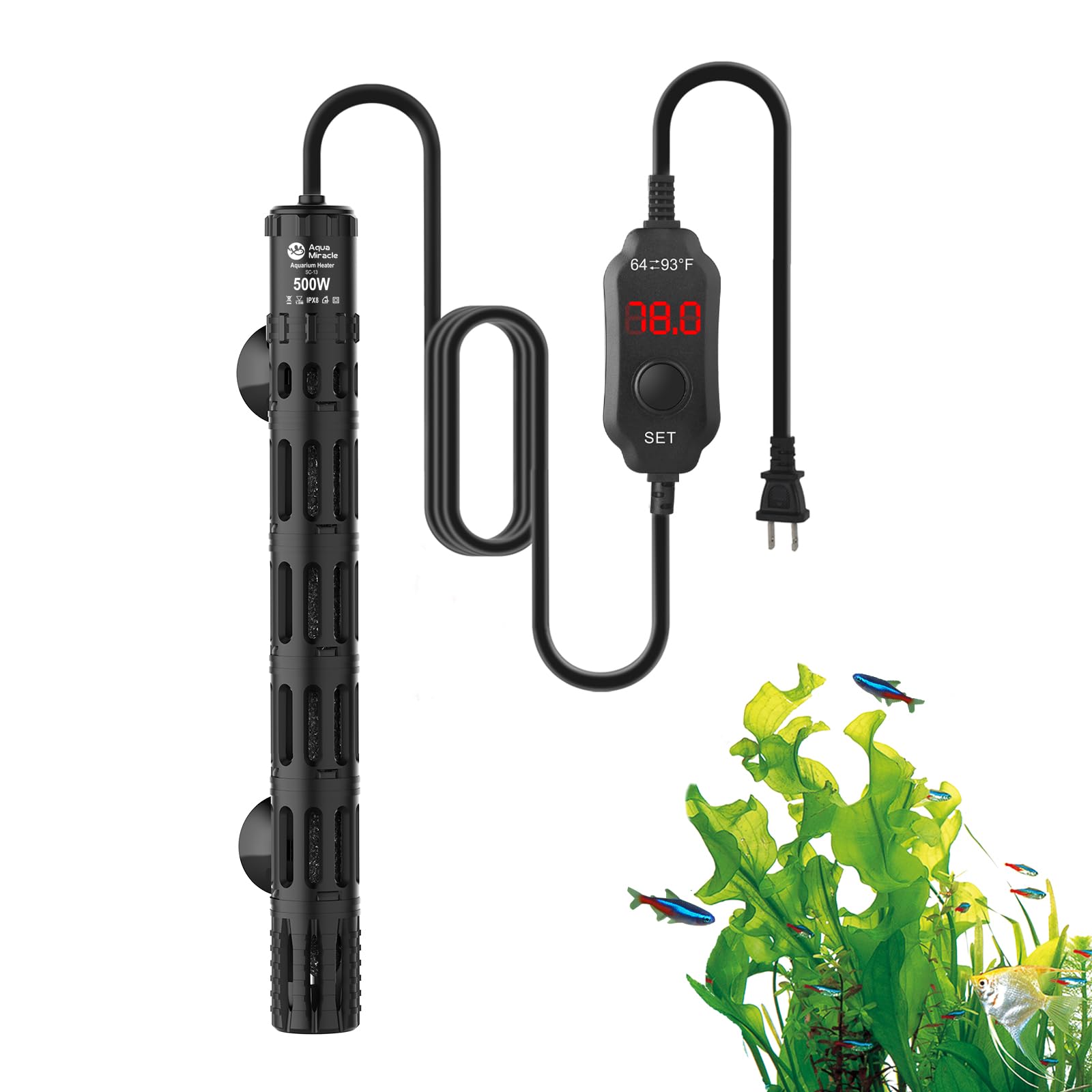 Amazon.com: AquaMiracle 500W Aquarium Heaters with Protective Housing ...