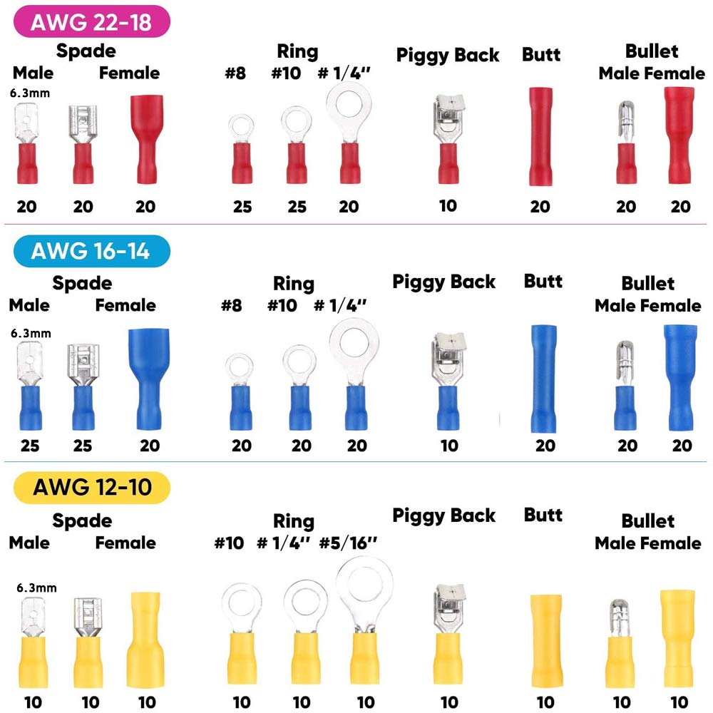 Snapklik.com : 500PCS Electrical Connectors Insulated Crimp Terminals ...