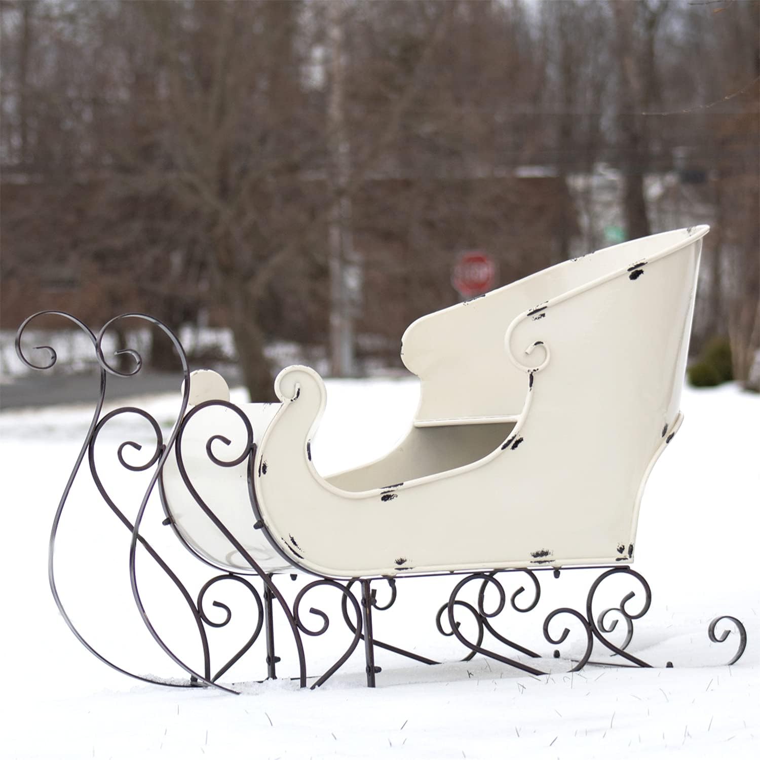 Amazon.com : Zaer Ltd. 3ft. Long Metal Christmas Sleigh Decoration ...