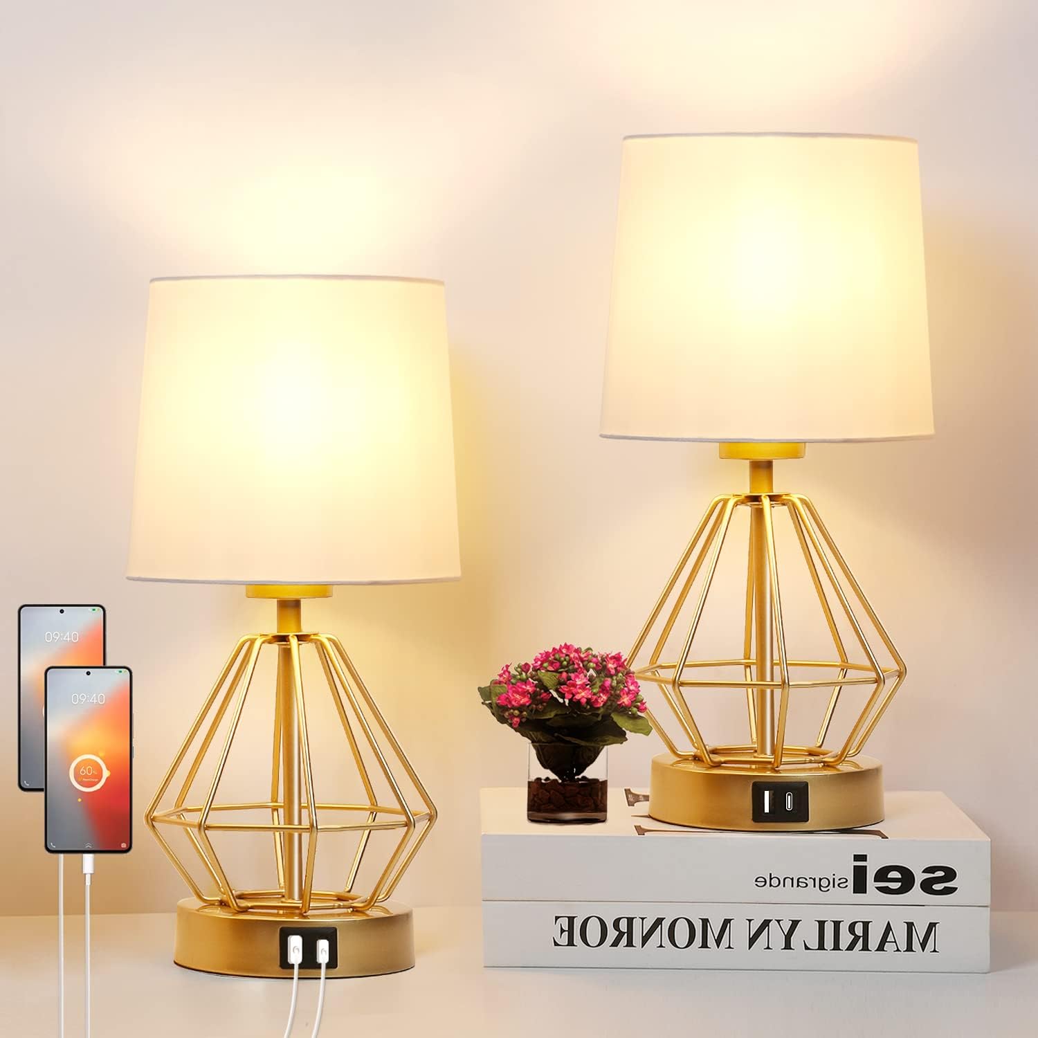 Briever Touch Control Table Lamp for Bedroom, 3-Way Dimmable Nightstand ...