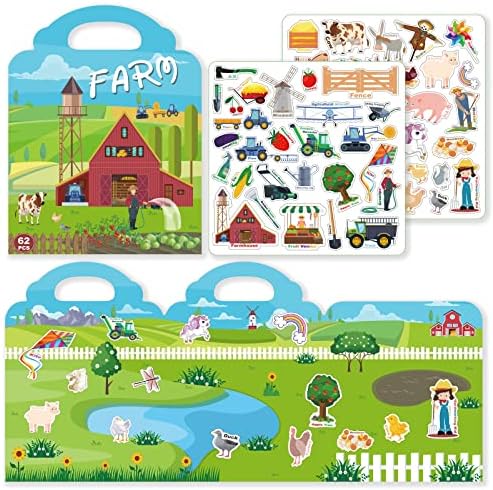 Reusable Sticker Book for Kids 3-8,45pcs Vehicles Cars 3D Jelly ...