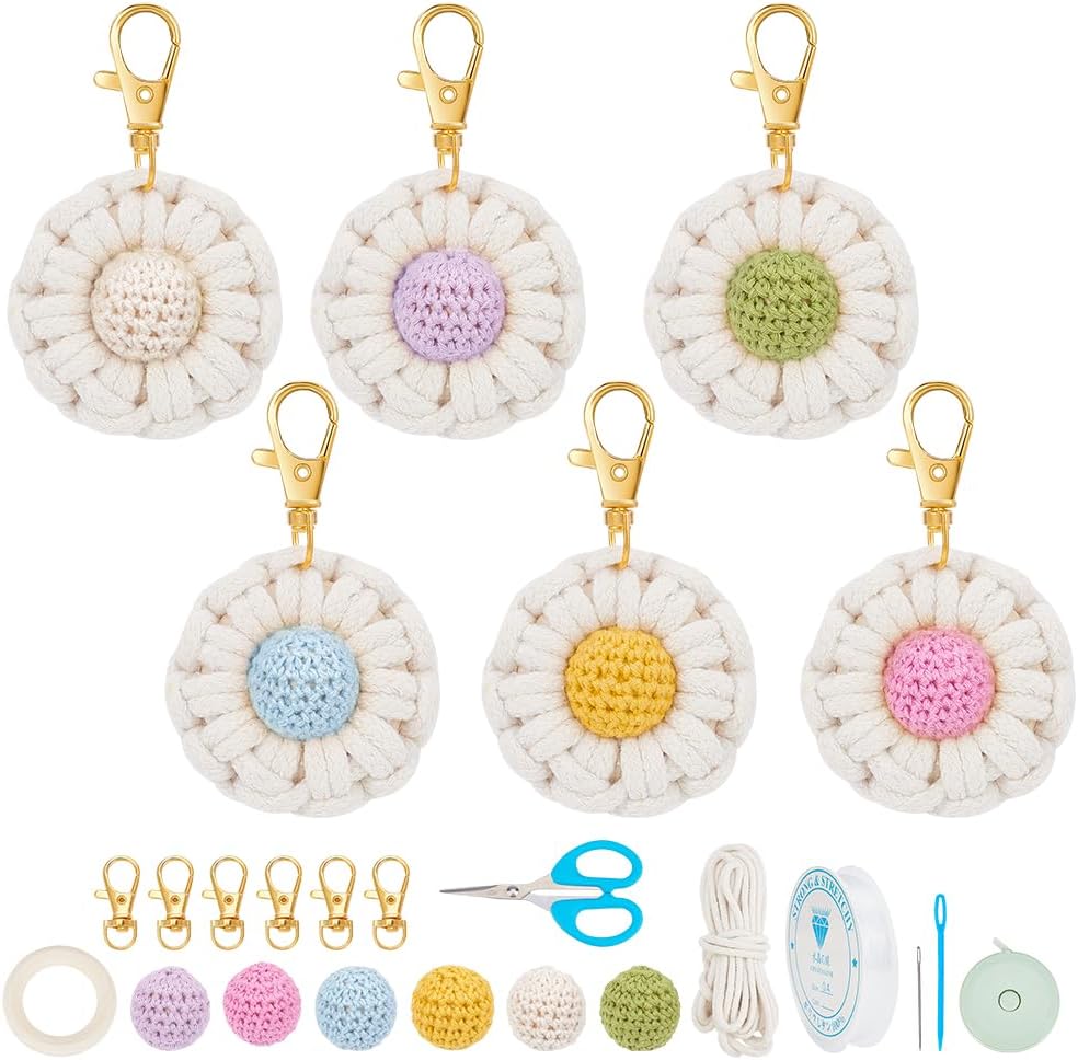 Amazon.com: FREEBLOSS 6 Set DIY Macrame Keychain Macrame Keychain Kit ...