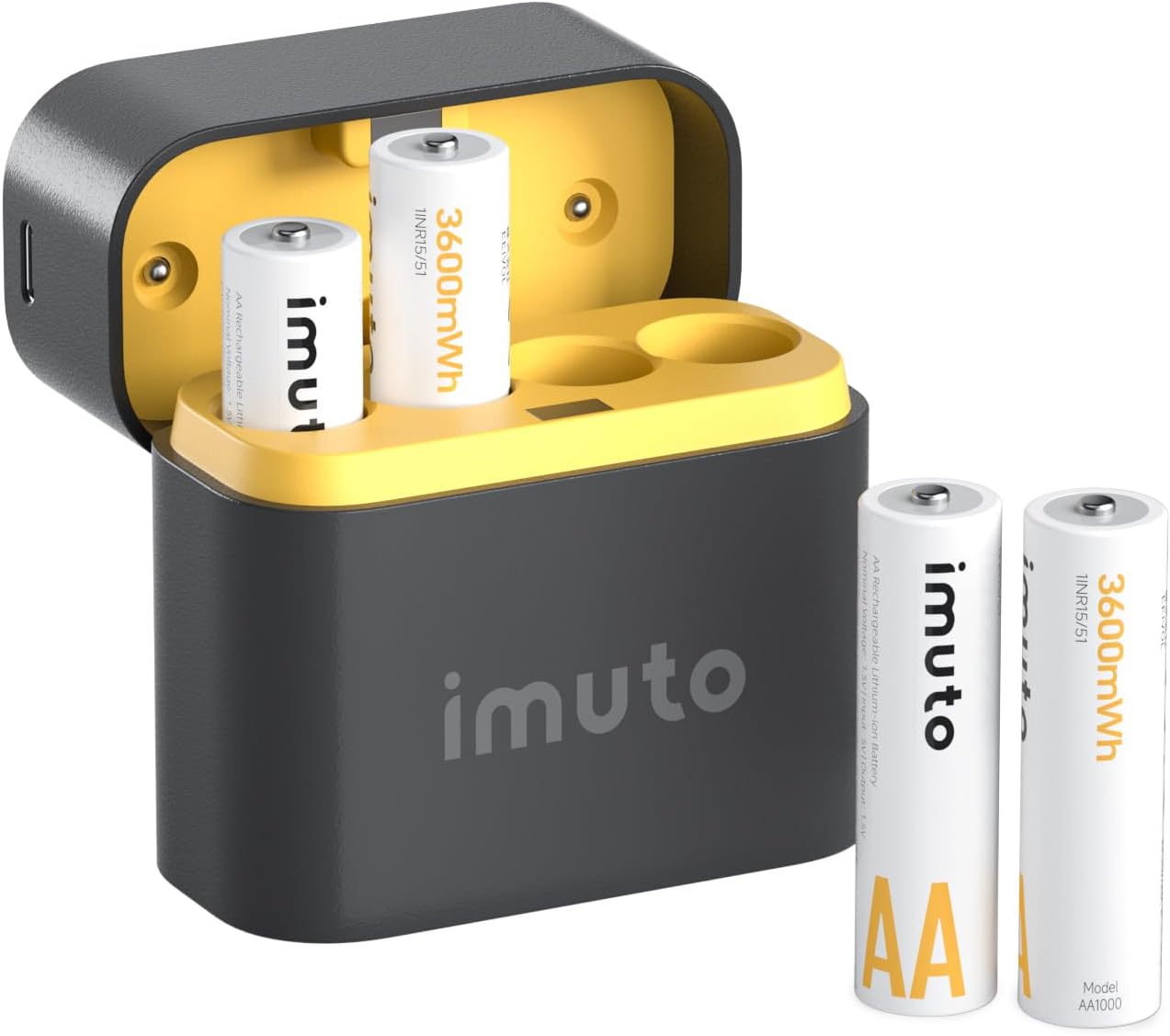 Amazon.com: imuto Rechargeable aa Batteries with Charger, 3600mWh aa ...