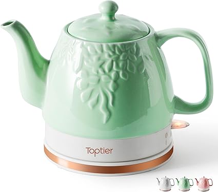 Amazon.com: Toptier Electric Ceramic Tea Kettle, Boil Water Quickly and ...