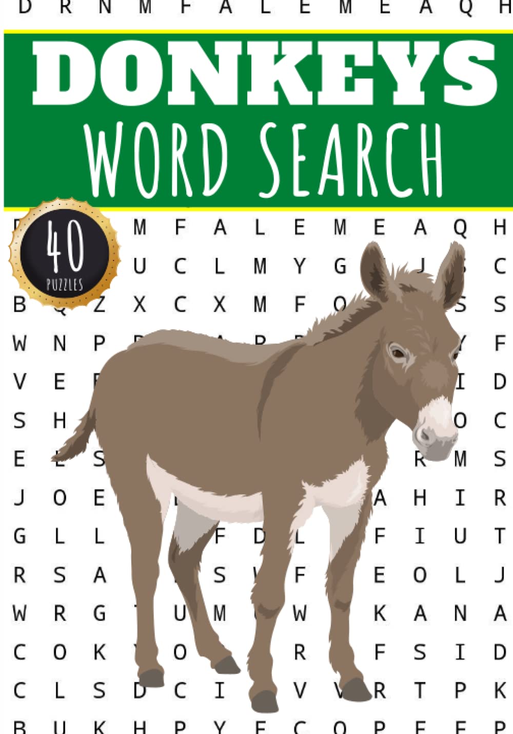 Donkeys Word Search: 40 Fun Puzzles With Words Scramble for Adults ...