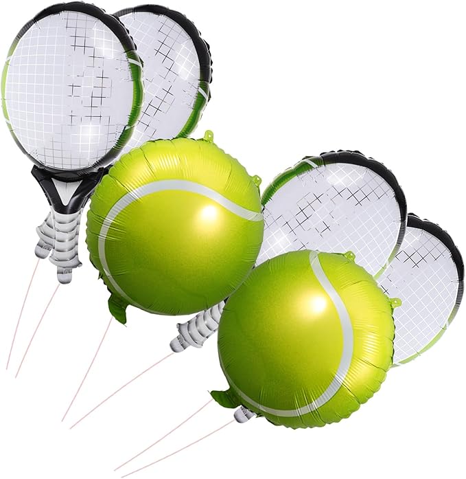 FAVOMOTO 1 Set Green Tennis Party Balloons, Tennis Ball Foil Balloons ...