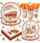 Amazon.com: 168 PCS Thanksgiving Fall Party Supplies Autumn Pumpkin ...