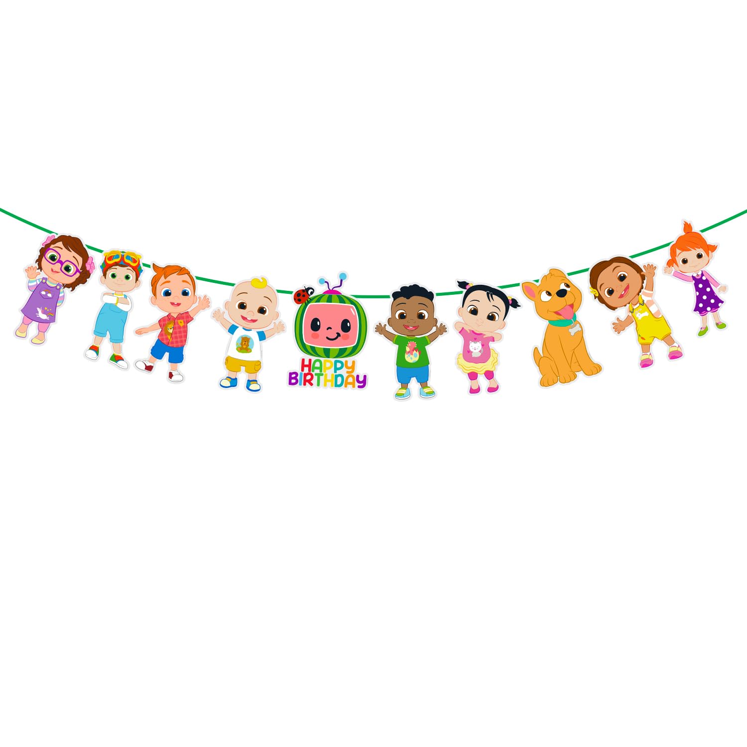 Cocomelon Theme Character Banner For Kids Birthday Decoration Happy ...