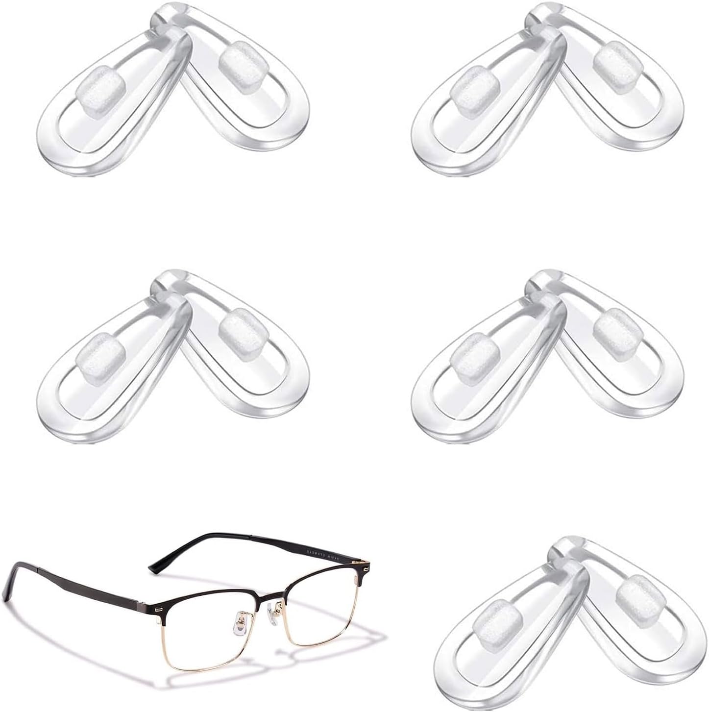 5 Pairs Glasses Pads Nose Silicone Push in Spectacle Air Bag Nose Pads ...