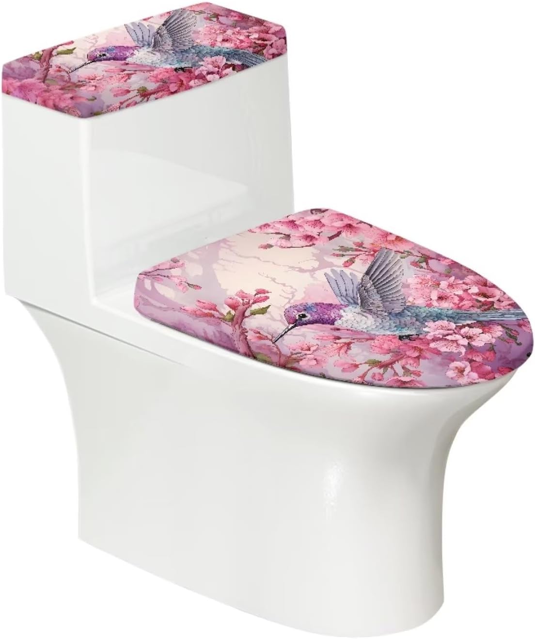 Amazon.com: KUIFORTI Pink Flowers Toilet Seat Lid Cover Set of 2 Pcs ...