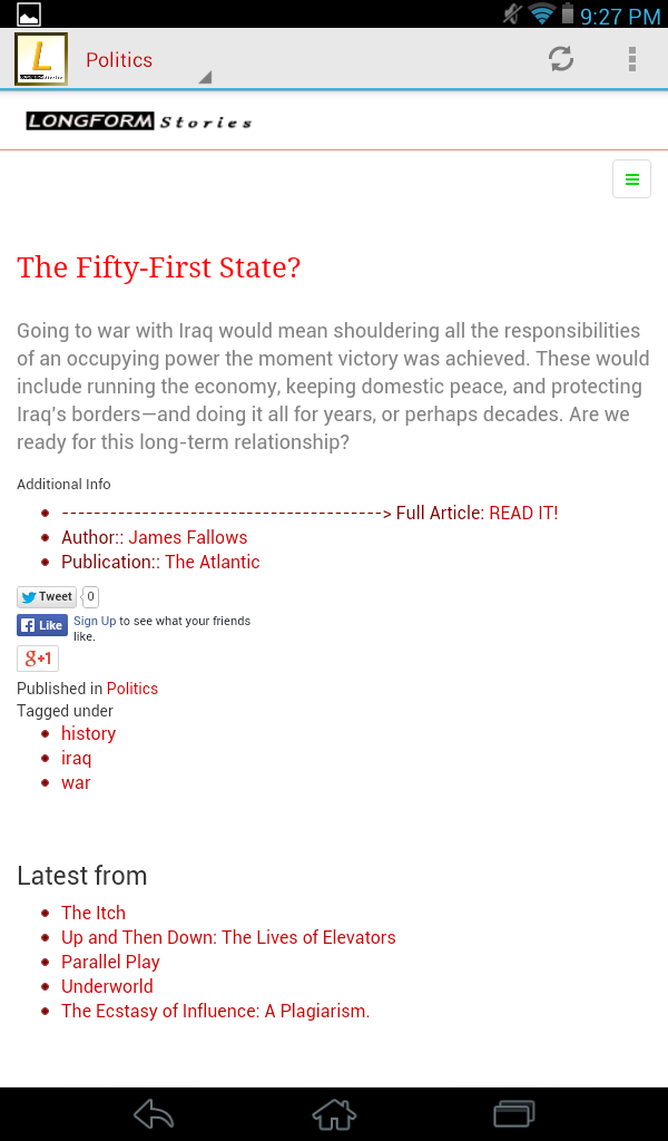 Long Form Articles & Stories - App on Amazon Appstore