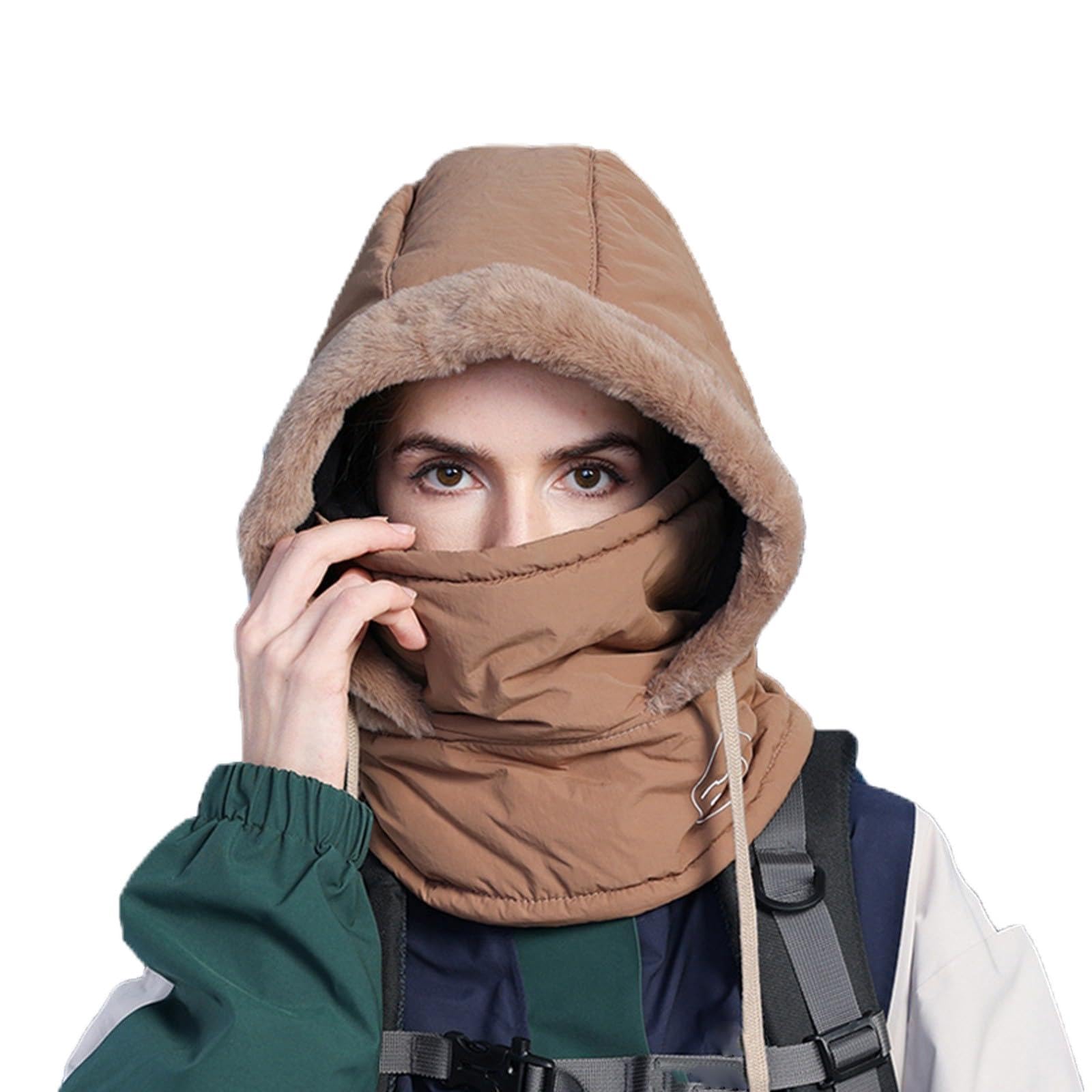 Men Women Winter Trapper Hat with Ear Flaps Drawstring Face Covering ...