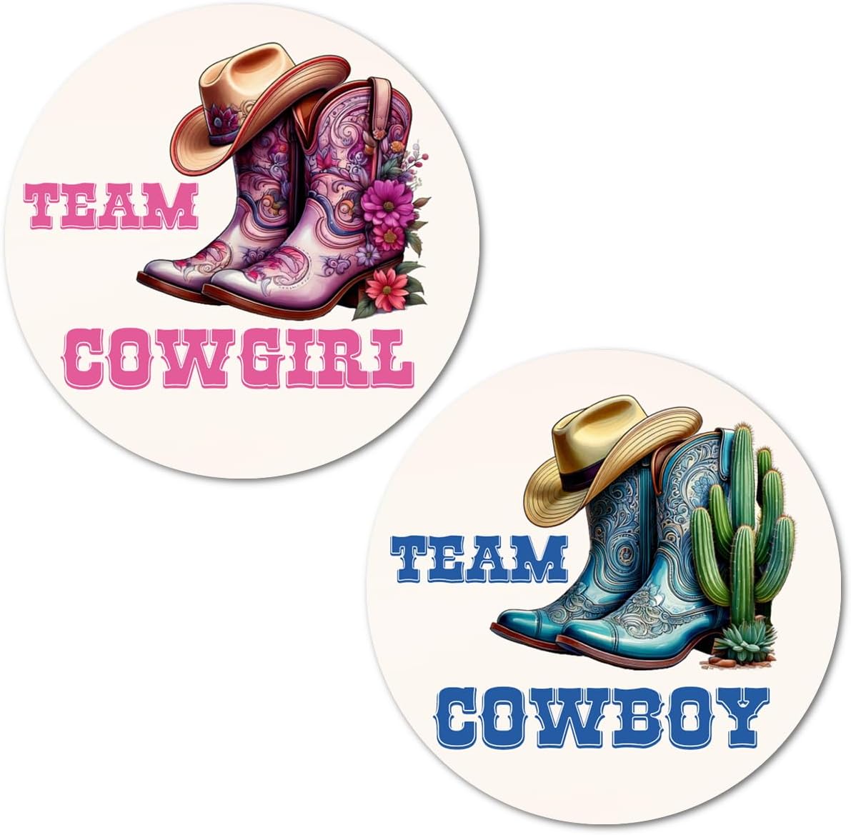 Amazon.com: 40 Team Cowgirl Team Cowboy Boots Gender Reveal Stickers, 2 ...