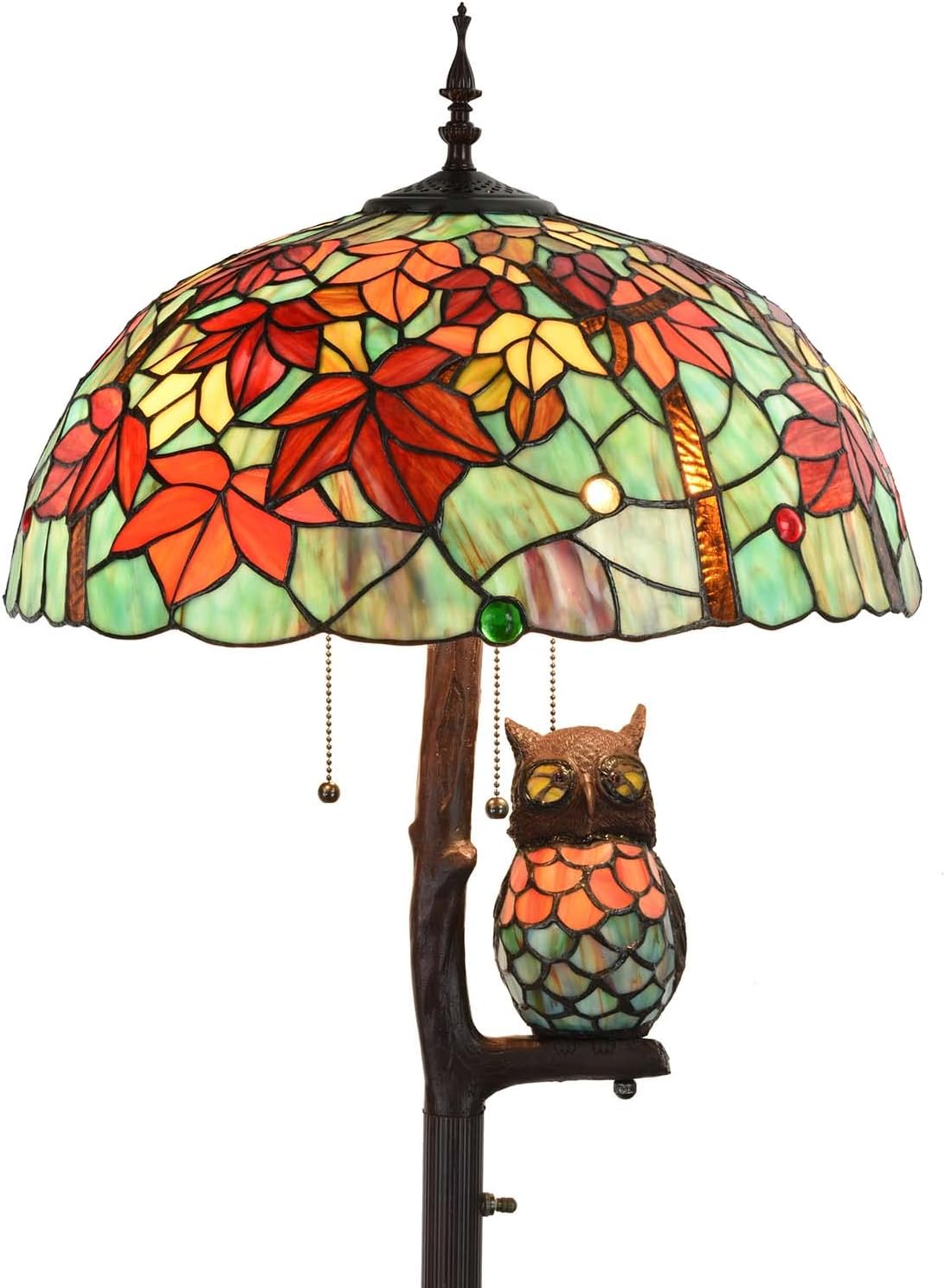 Bieye L10841 Maple Tree Leaves Tiffany Style Stained Glass Floor Lamp ...