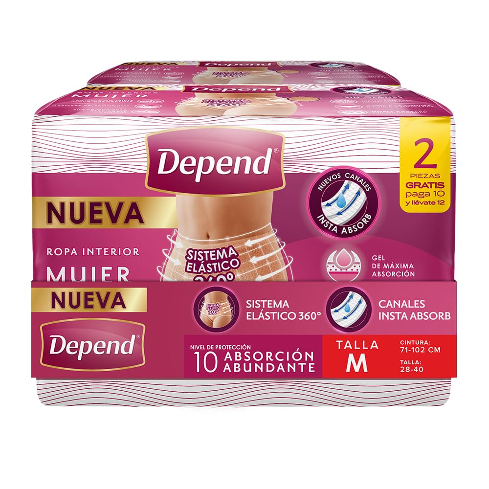 Depend Ropa Interior Mujer para Incontinencia, Talla Mediana, 20 piezas ...