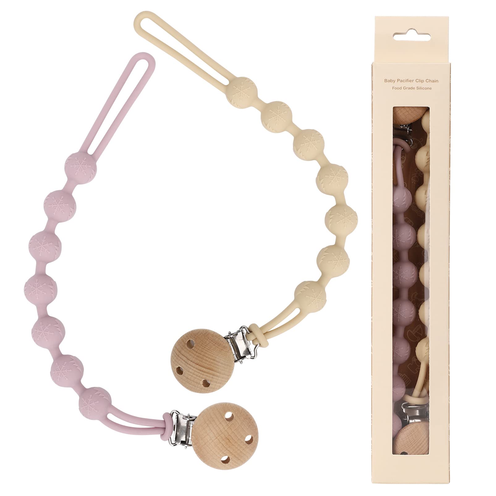 Silicone Pacifier Clips, 2 Pack BPA Free One-Piece Design Pacifier ...