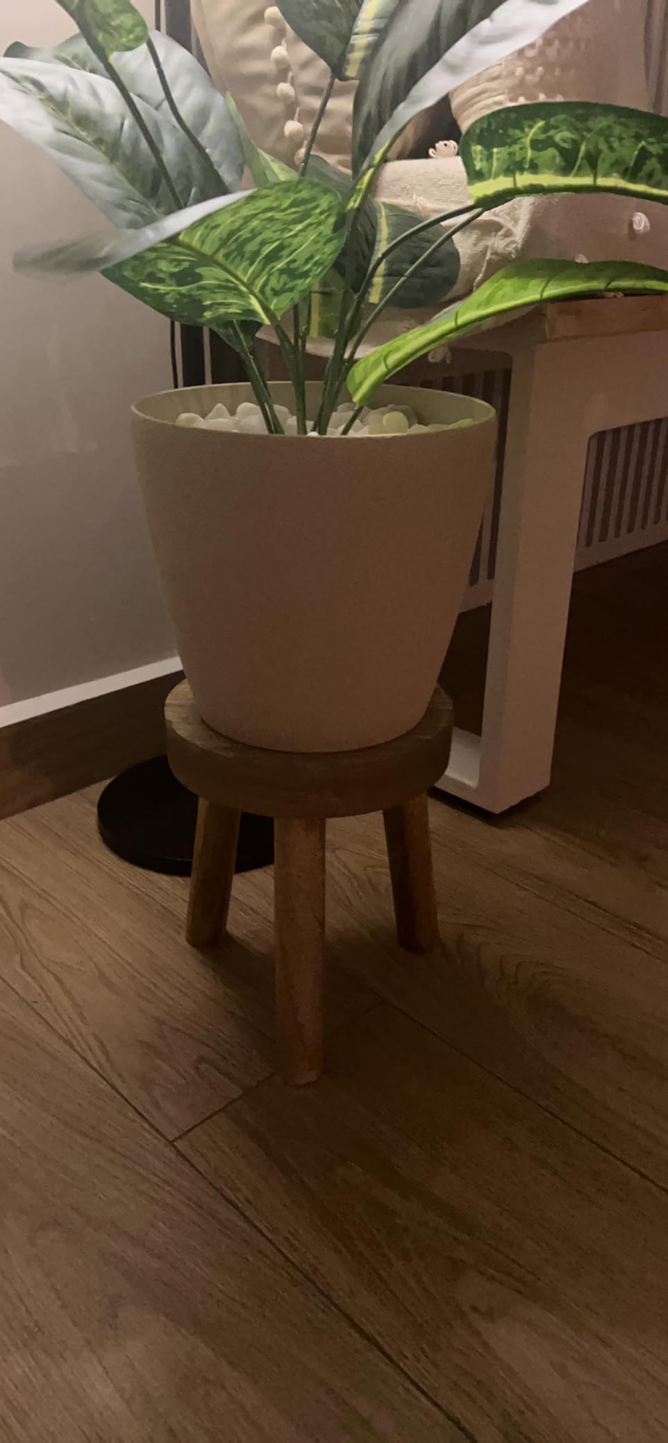 THE DECOR WOODS Wooden Plant Table for Indoor Plants Stool Small Round ...