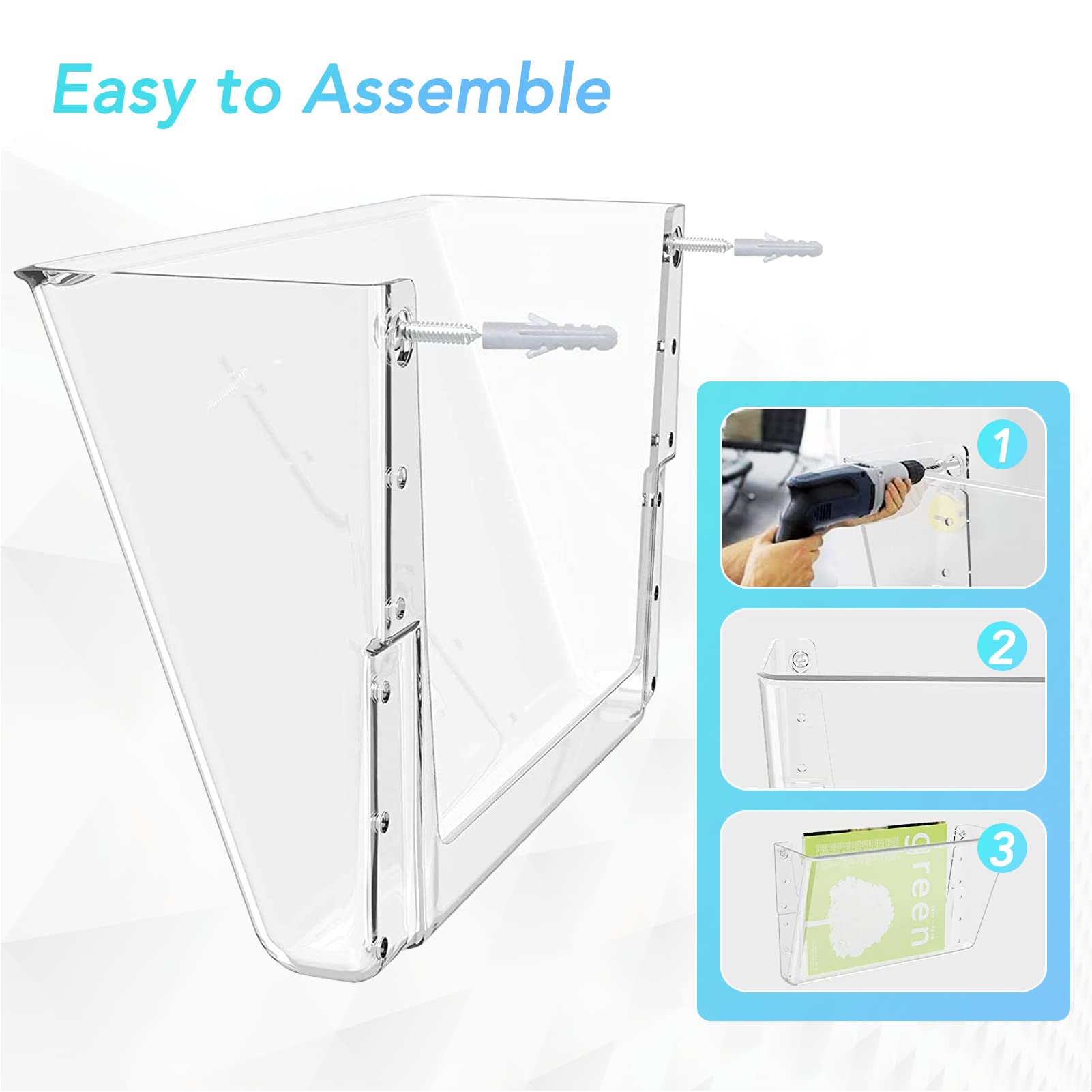 MaxGear Acrylic File Holder Wall Organizer 4 Pockets Hanging File ...
