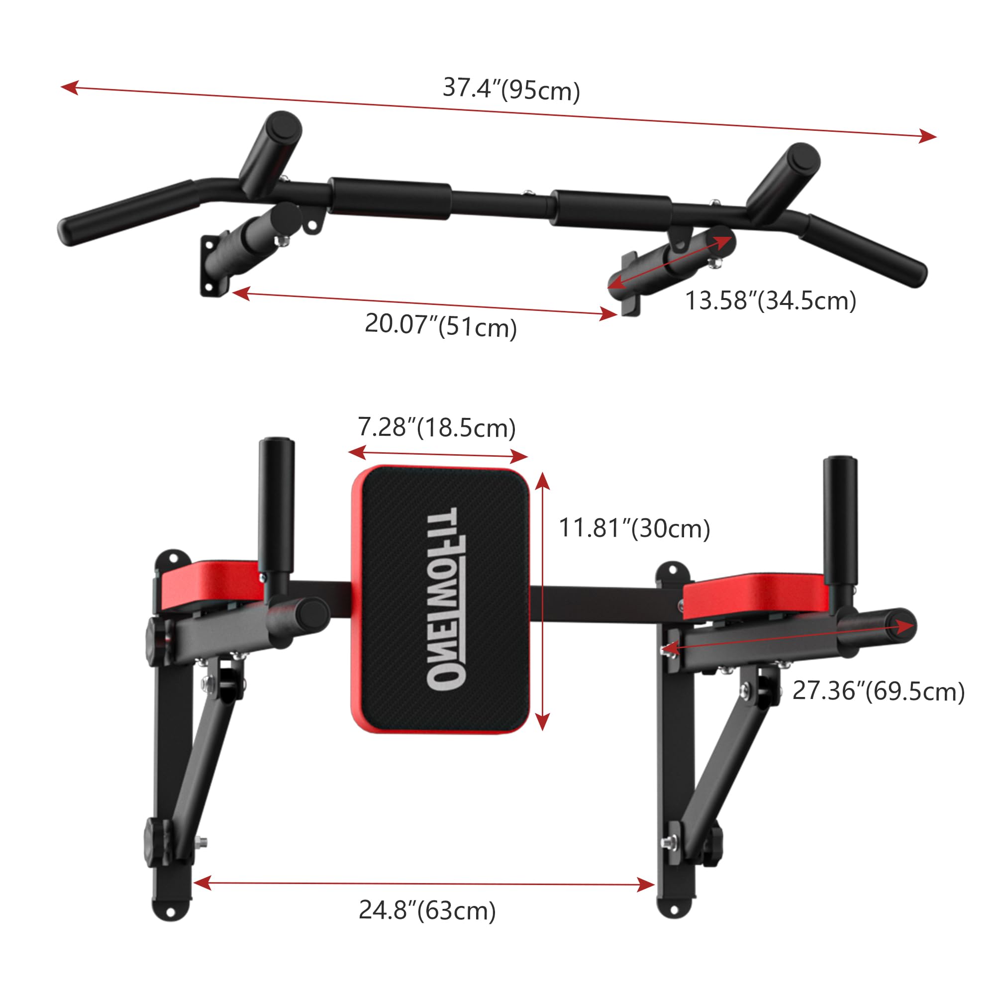 Snapklik.com : ONETWOFIT Wall Mounted Power Tower Pull Up Bar Station ...