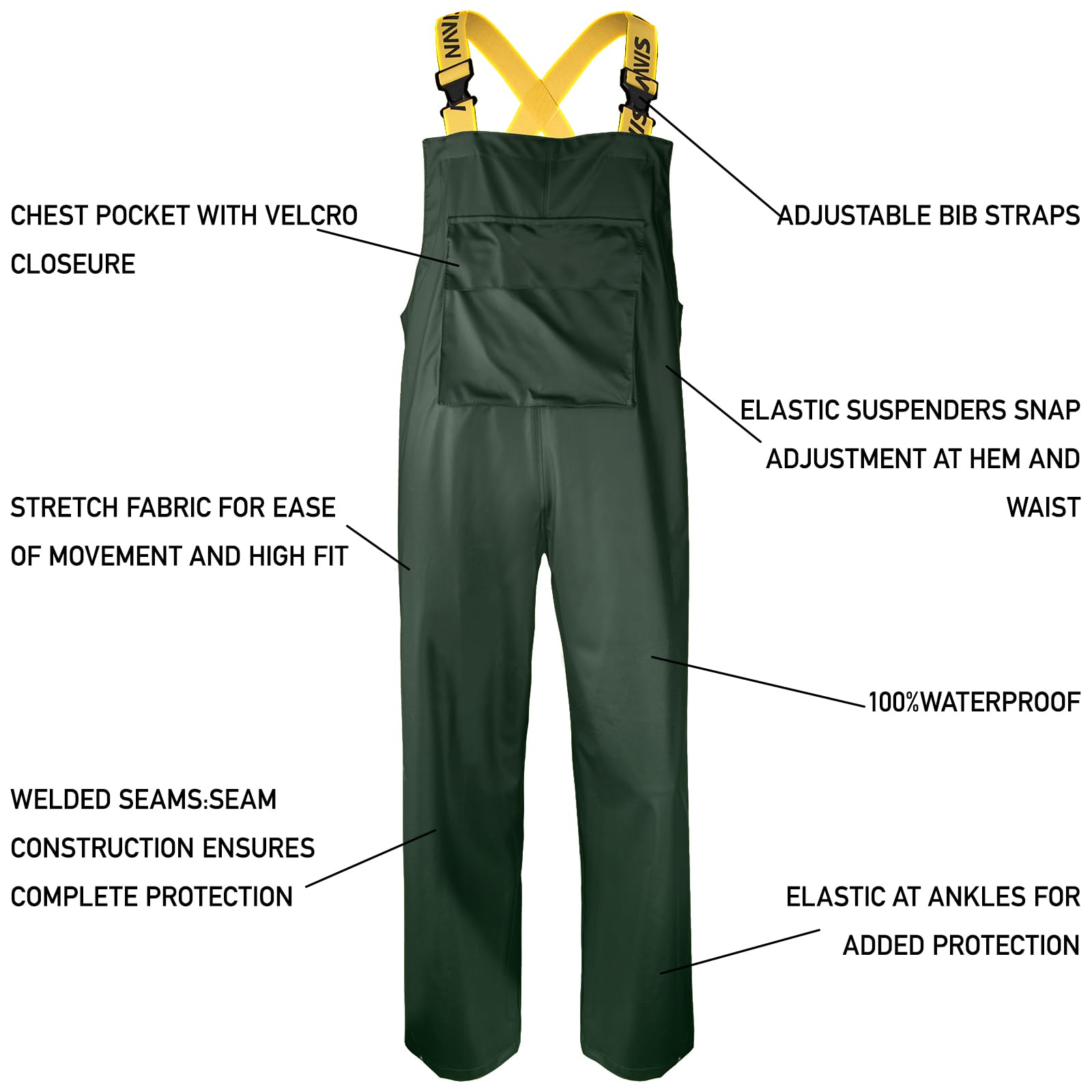 Workwear Ultimate Waterproof Stretch Rain Jacket & Bib Pants Combo Suit ...