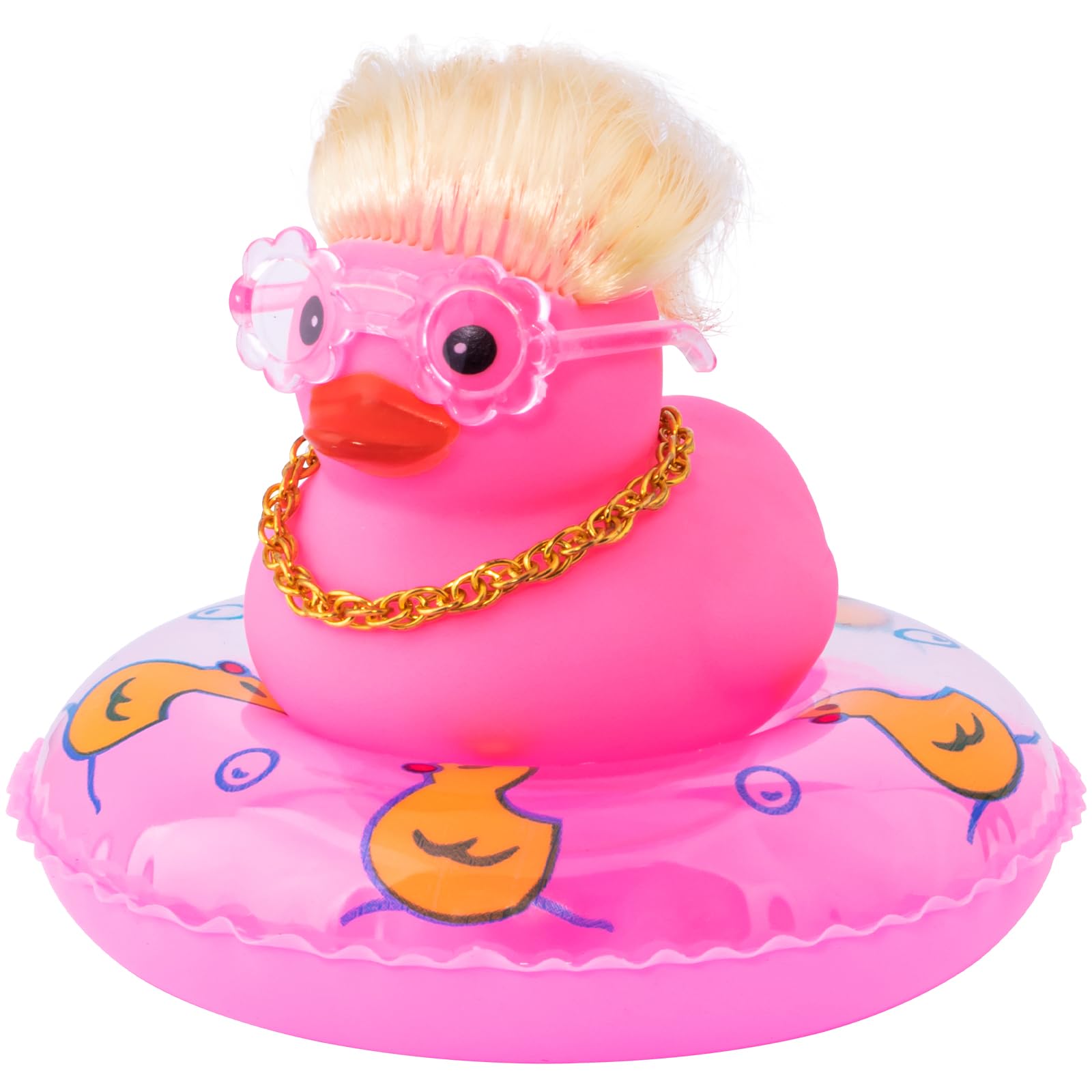 Amazon.com: wonuu Car Rubber Duck Decoration, Color Hair Duck Car ...
