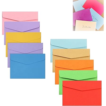 Mini Envelopes, 10PCS Colourful Envelopes, 10 Assorted Colours for ...