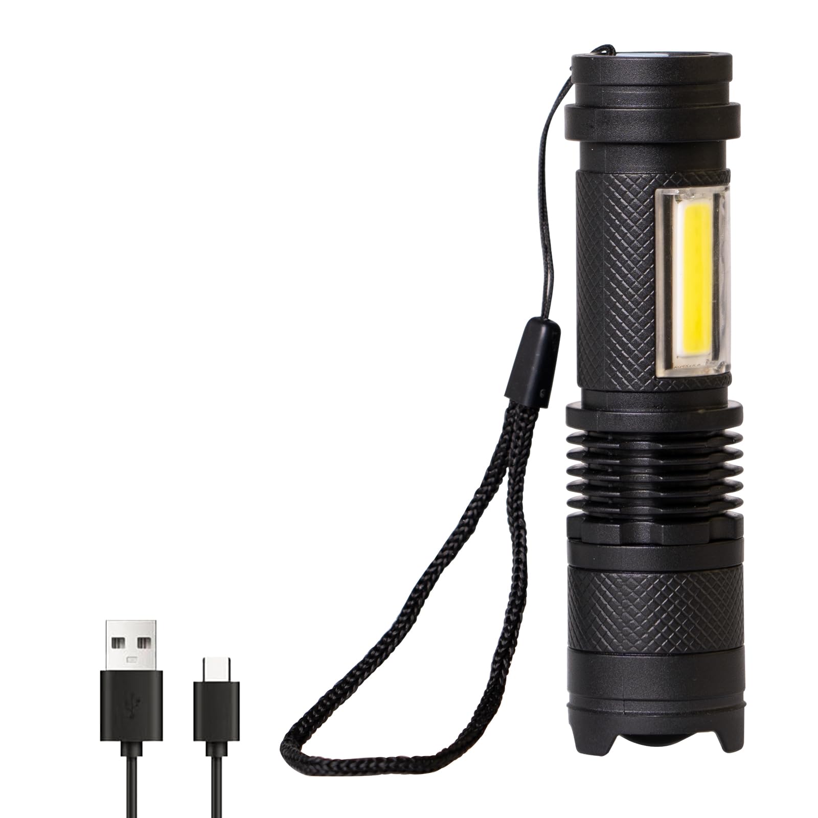 LQWELL® Mini Torch LED&COB USB C Rechargeable, Zoomable Tactical ...
