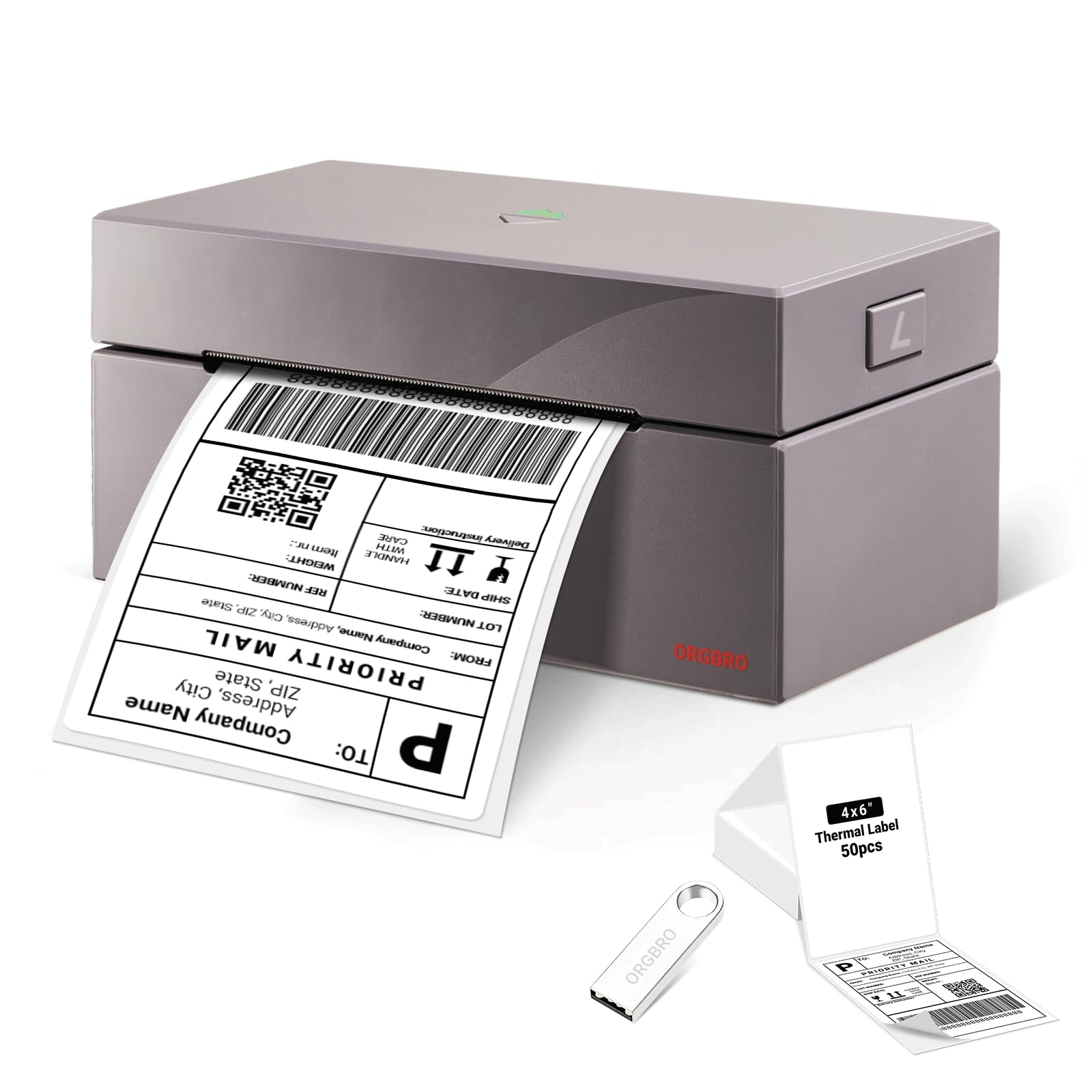 Amazon.com : ORGBRO USB Thermal Shipping Label Printer, 4x6 Label ...