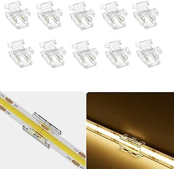 Amefil 2 Pin 8mm Cob LED Strip Connectors,DC Female Input with Easy ...