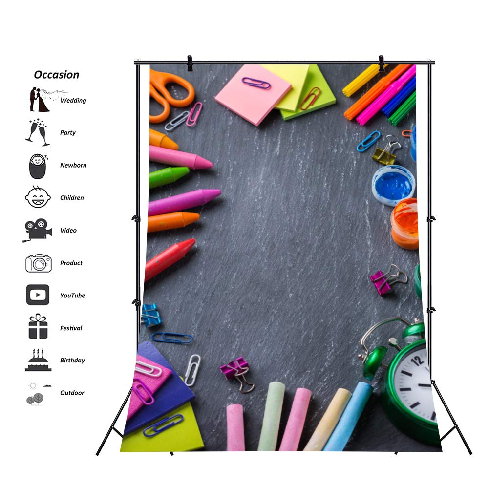 CSFOTO 3x5ft Back to School Backdrop Blackboard Class Tools Online ...