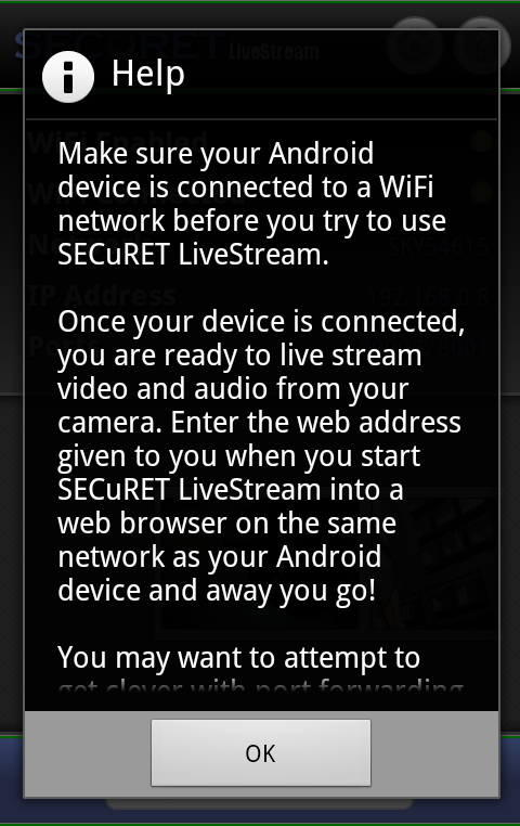 SECuRET LiveStream DEMO (Camera/WiFi):Amazon.com:Appstore for Android