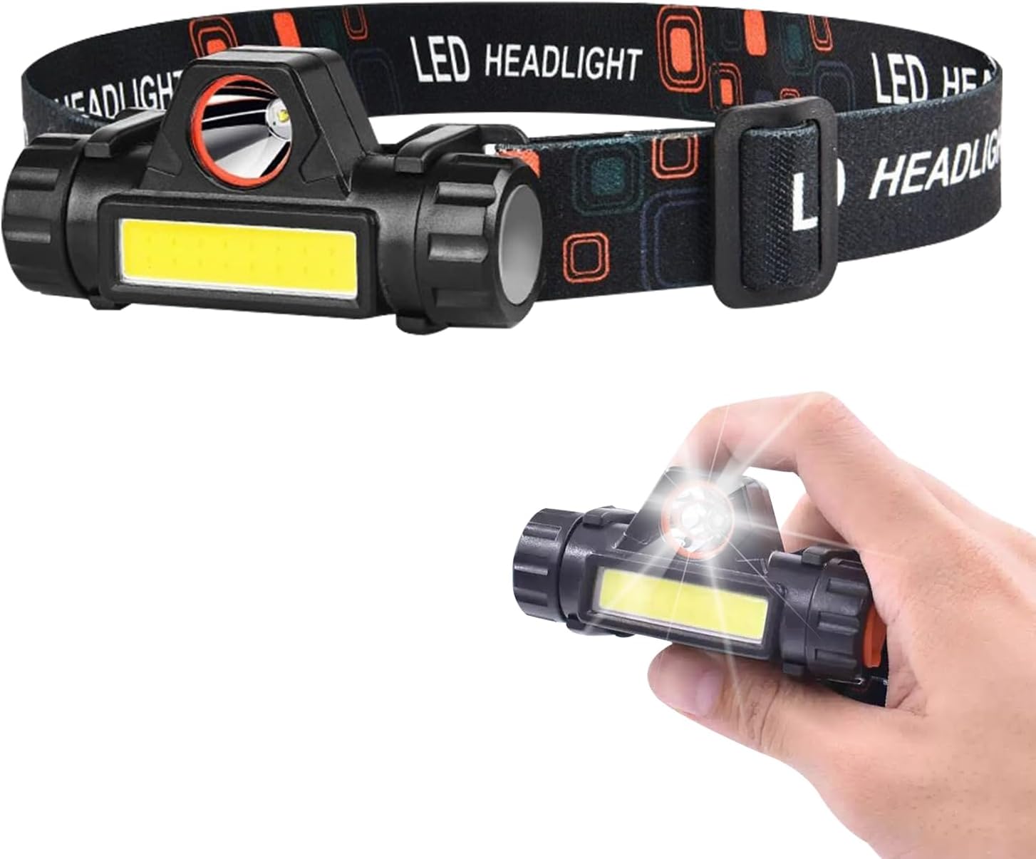 Head Torch Rechargeable - Super Bright LED Headlamp with 2 Modes - IPX6 ...