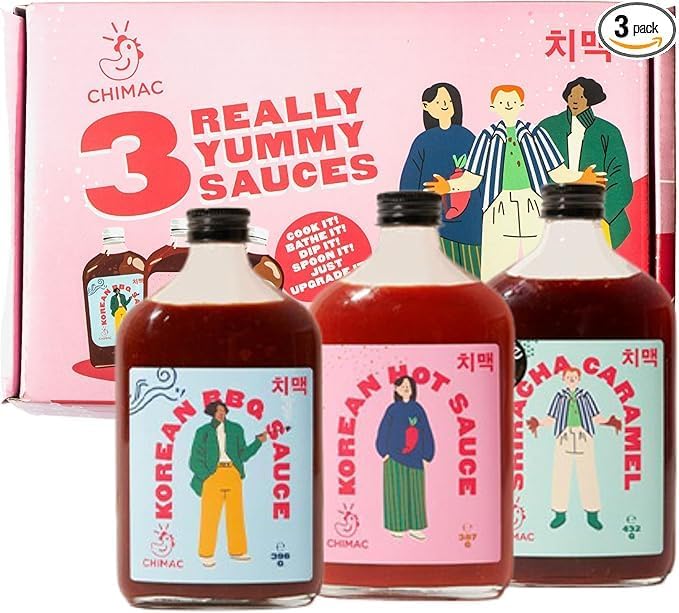 CHIMAC Sauce Set - 3 Pack: Korean Hot, BBQ, Sriracha Caramel Sauces ...