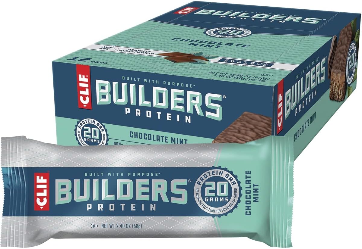Amazon.com : CLIF Builders Chocolate Mint Bar 12 Count, 2.4 OZ : Sports ...