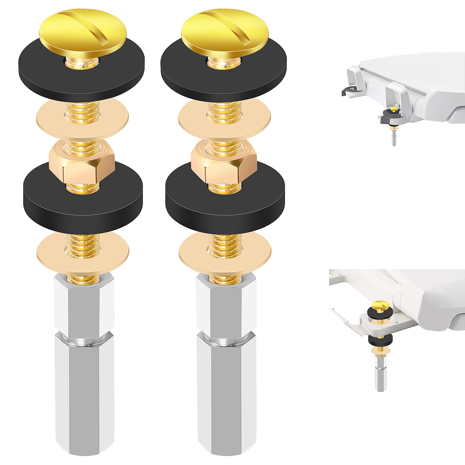 SelfTek 2Pcs Universal Toilet Seat Screws, Heavy Duty Toilet Seat Bolts ...