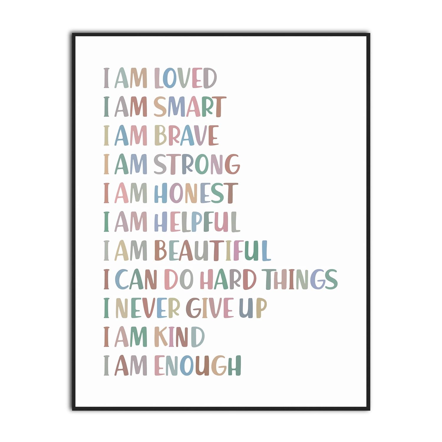 Amazon.com: Affirmations Art Print, Kid Affirmations Wall Decor, Gift ...