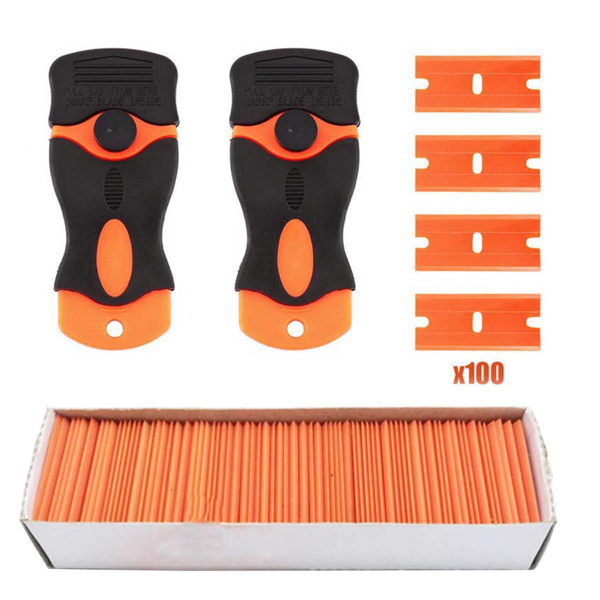 Delunna 2 Pack Plastic Razor Scrapers Knife with 100pcs Replacement ...