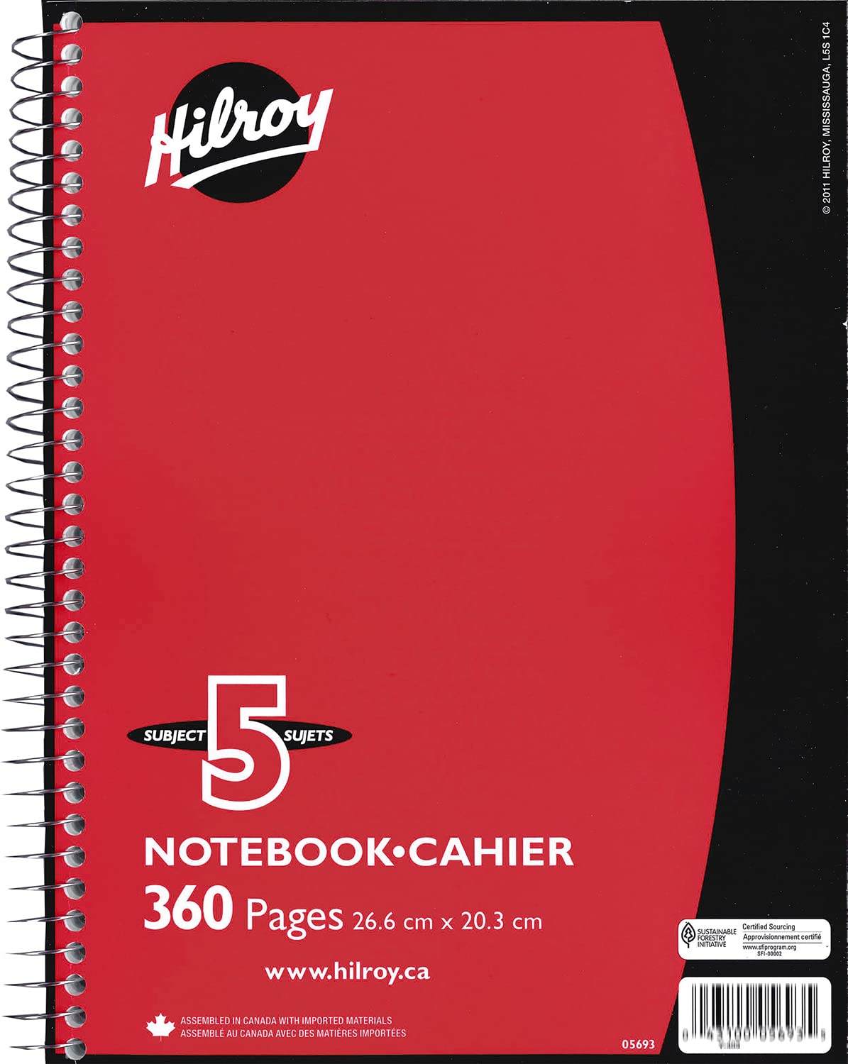 Hilroy Coil 5-Subject Notebook, Wide Ruled, 360 Pages, 3-Hole Punched ...