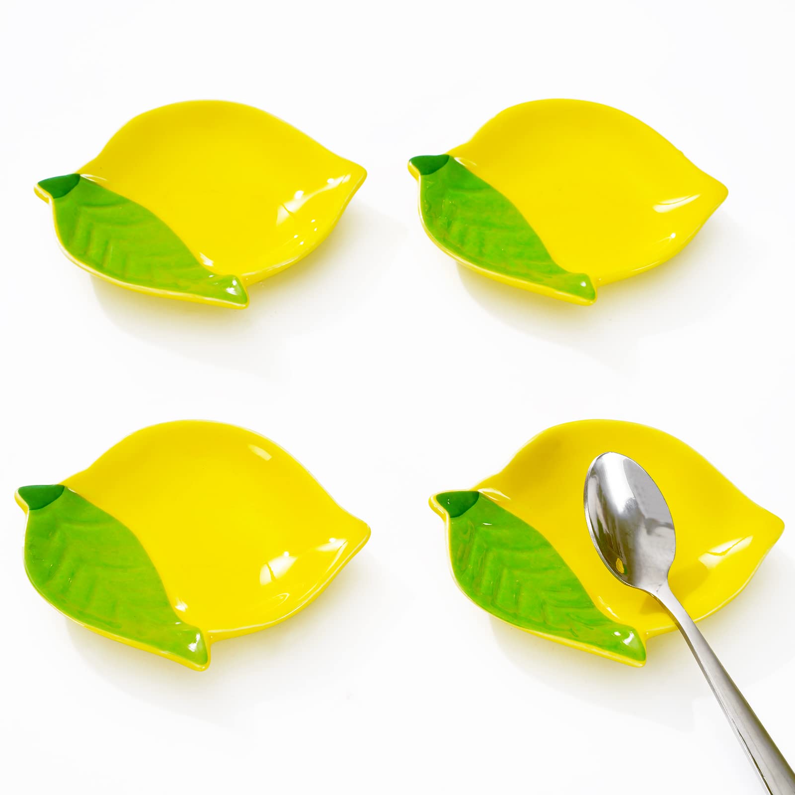 Amazon.com: Whaline 4Pcs Lemon Coffee Spoon Rest Summer Ceramic ...