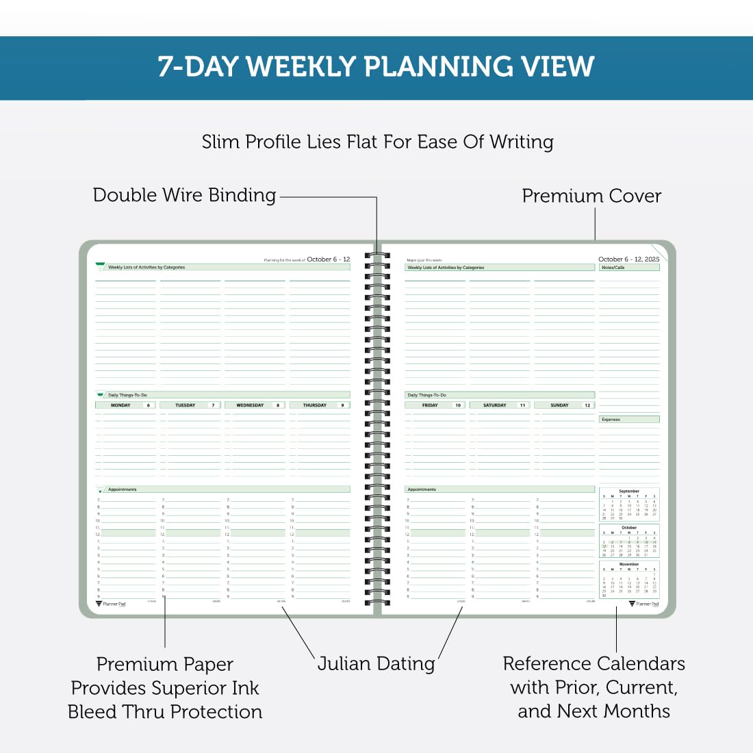 Snapklik.com : Planner Pad Spiral Bound 3-Tier Funnel Down 12 Month ...