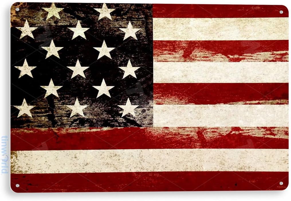 Amazon.com: Tinworld Tin Sign: Rustic Flag American Metal Decor Wall ...