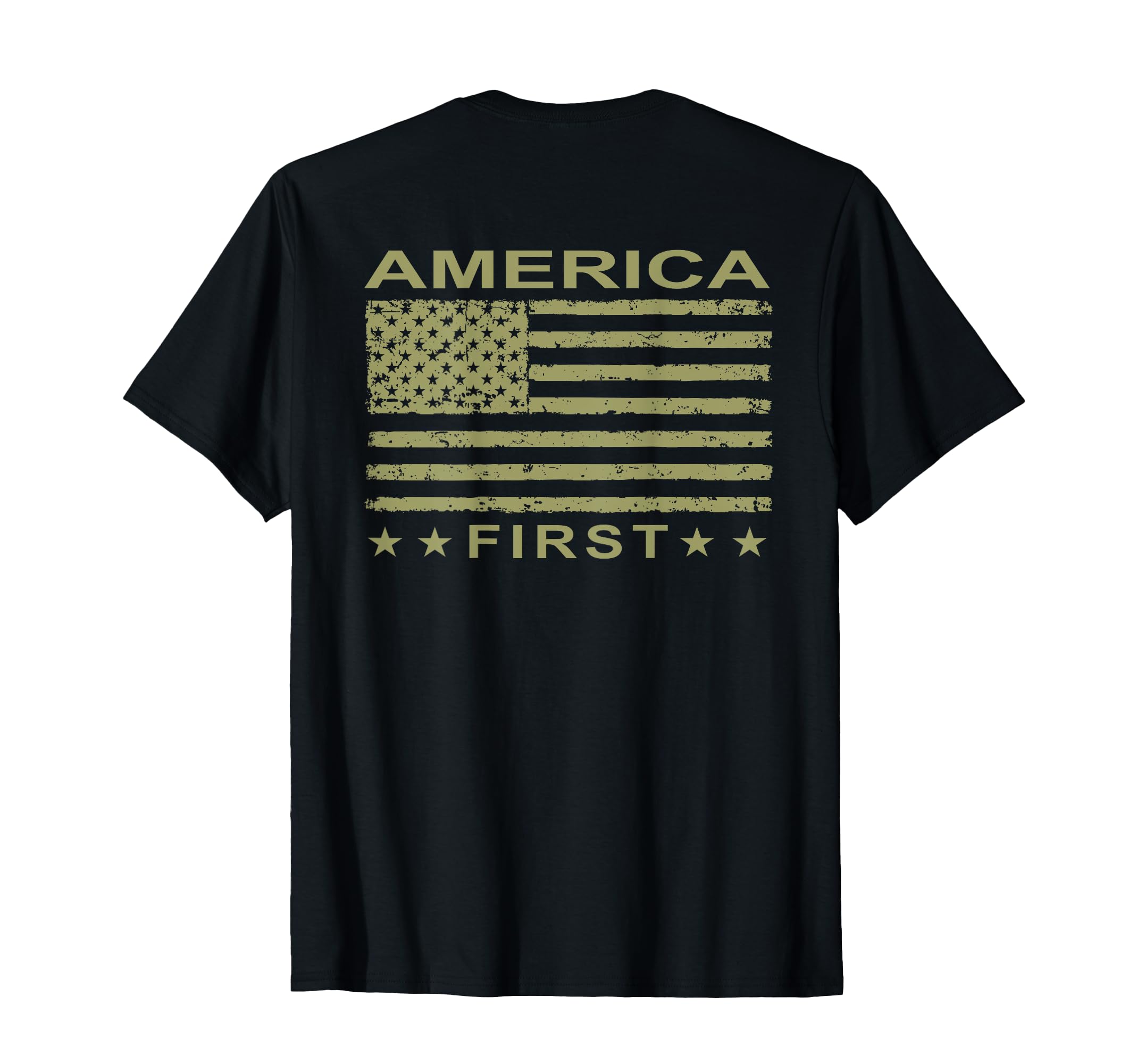 Amazon.com: Distressed American USA Flag America First T-Shirt ...
