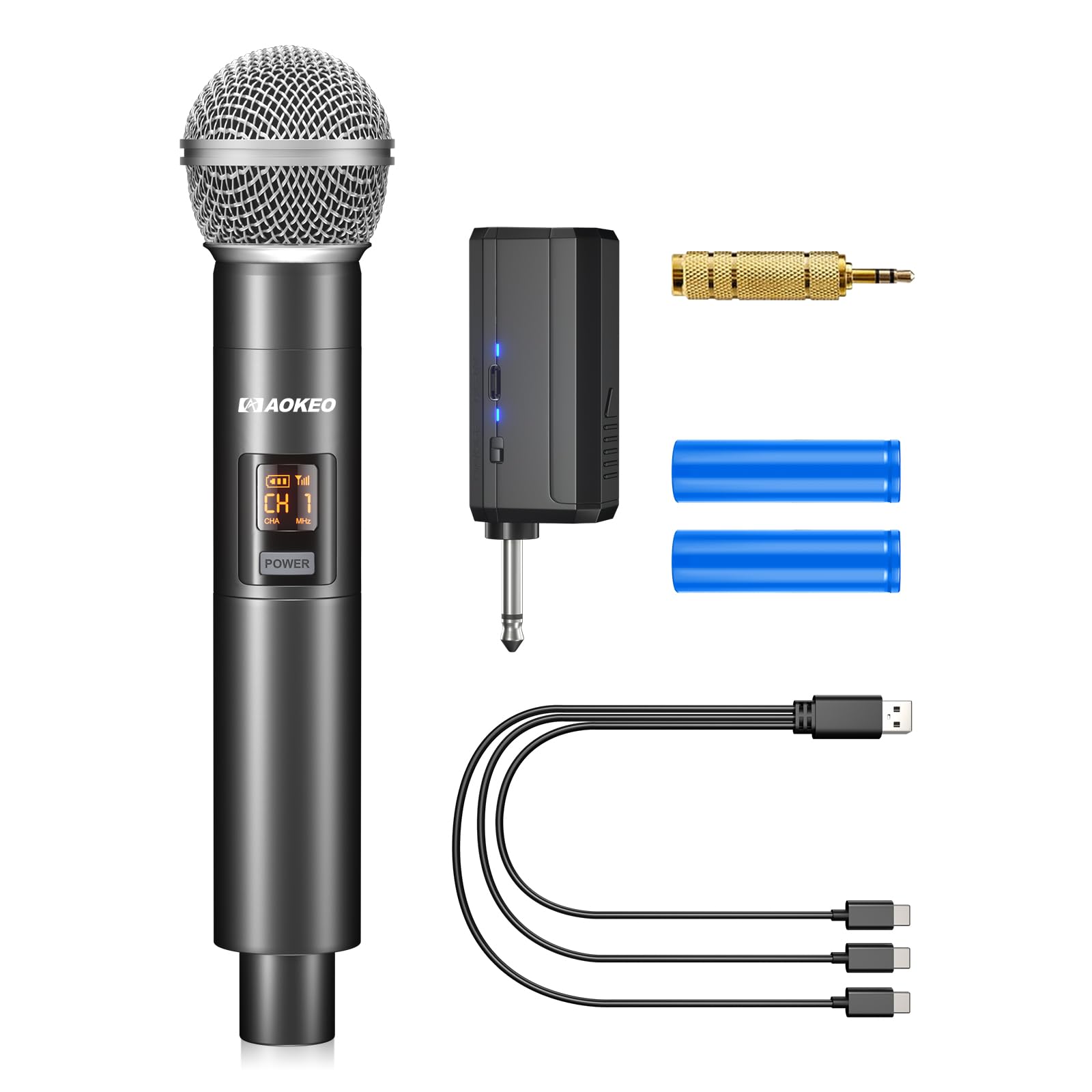 Amazon.com: Aokeo Wireless Microphone Only for Mic Input, UHF Metal ...