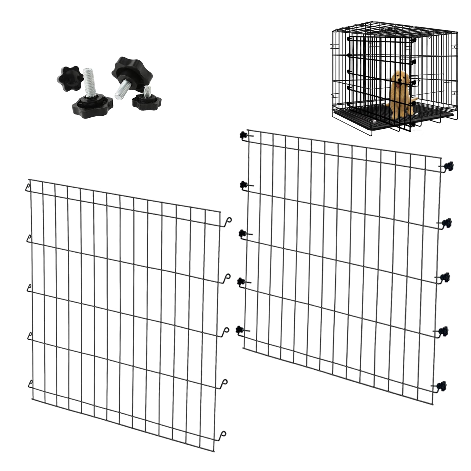 2-Pack Adjustable Metal Dog Crate Divider Panels - Multi-Dog Separation ...