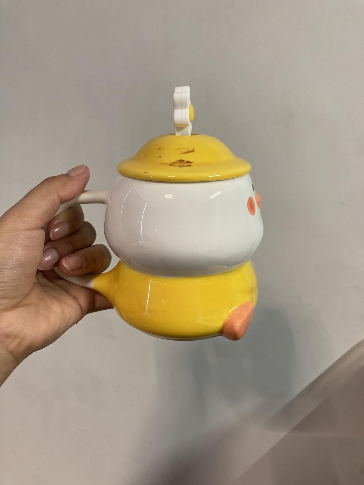 Funny Yellow Duck Cup Cute Mug Ceramic Coffee Mug with Spoon Kawaii ...