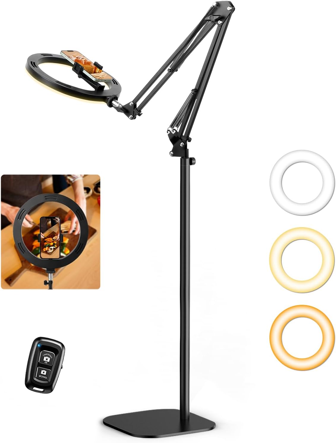 Amazon.com: Overhead Camera Mount with Ring Light Phone Holder,10" LED ...
